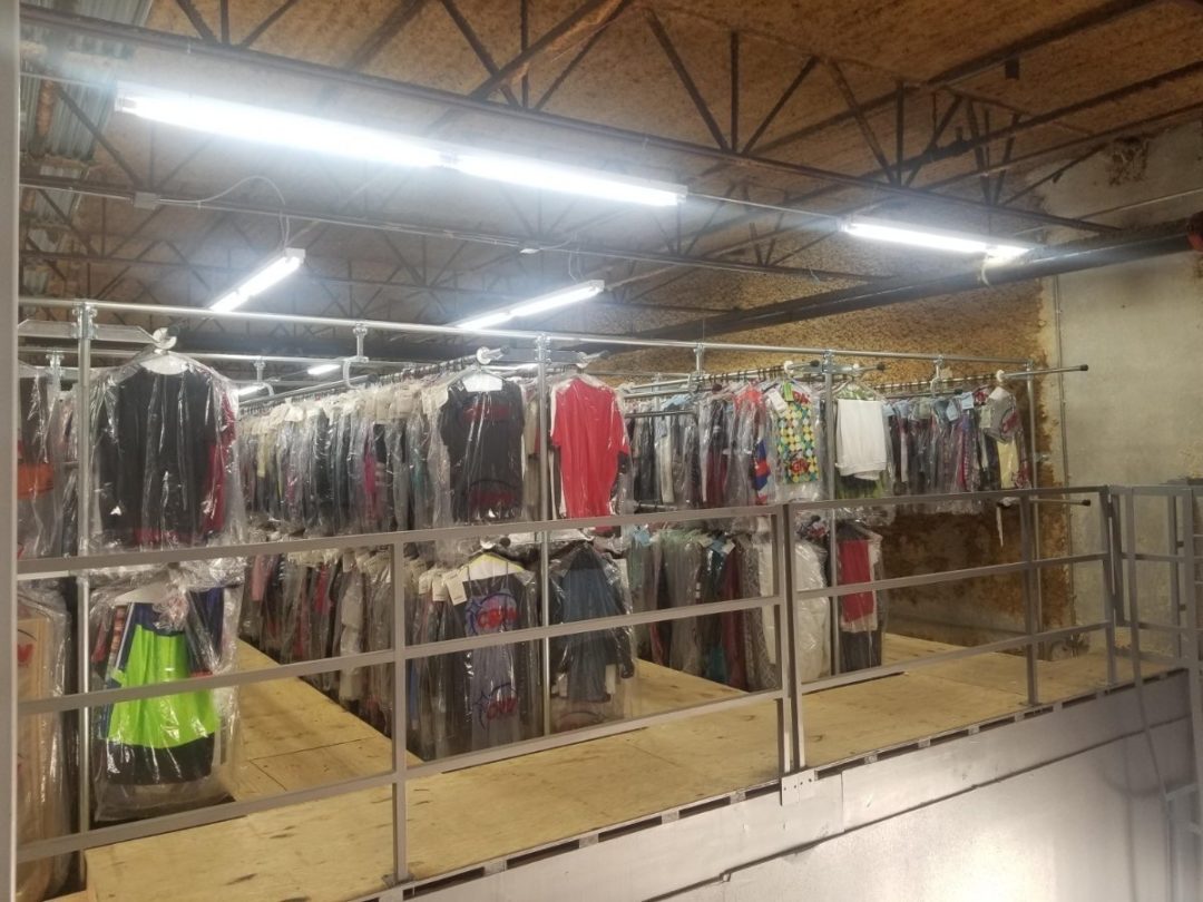 Railex System 200 Slick Rail Clothing Storage Rack on Mezzanine ...